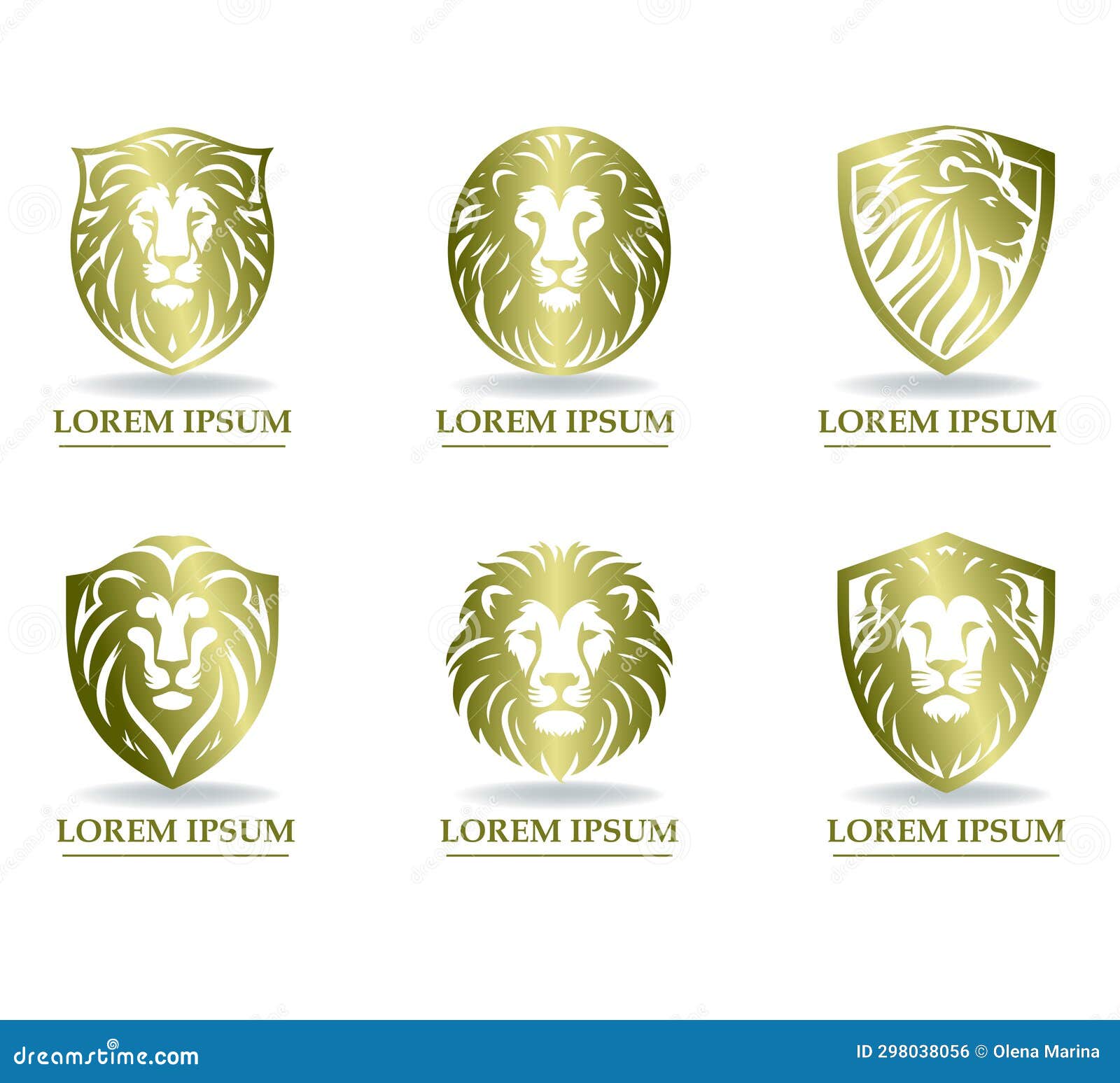 Lions with a Golden Mane Emblems. Stock Vector - Illustration of face ...