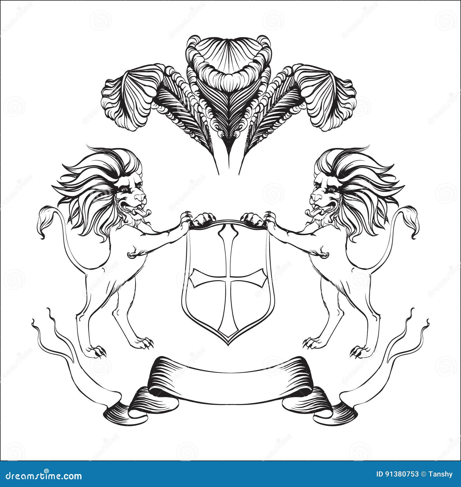 Lions, , Heraldry, Crest, Shield, Stock Illustration - Illustration of ...