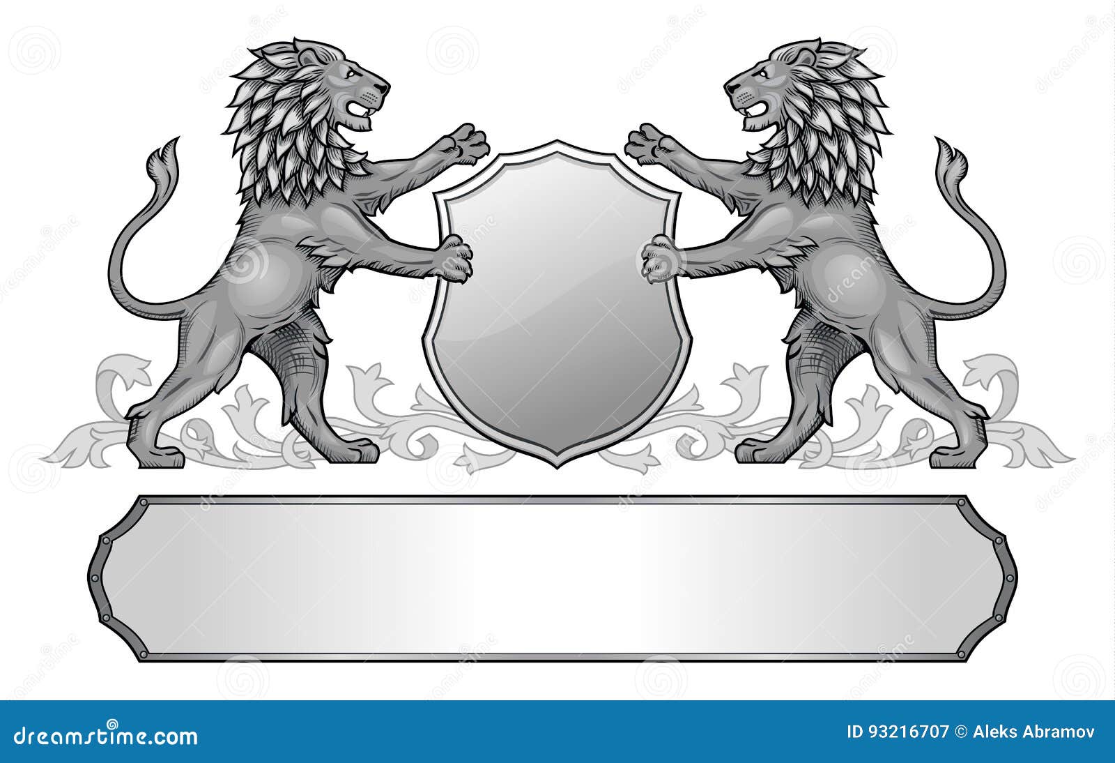 Lions Holding Shield Crest stock vector. Illustration of animal - 93216707