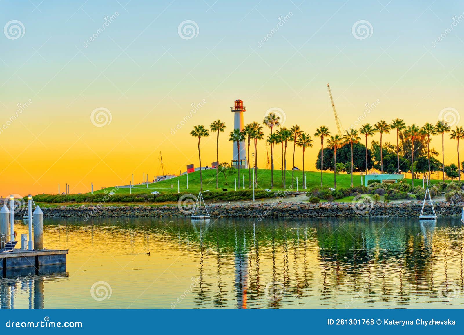 Lions Lighthouse Waterfront View at Sunset Stock Photo - Image of ...