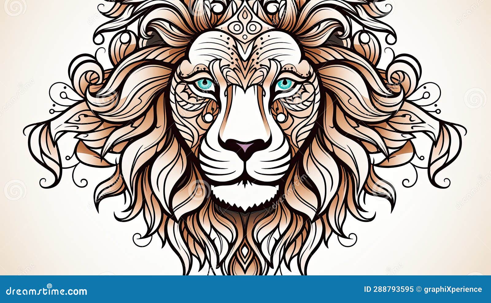 Lions Spiral Mandala stock illustration. Illustration of white - 288793595