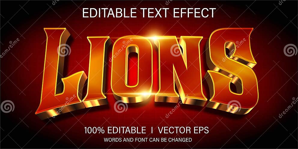 Lions Vector Text Effect with Modern Style Design Stock Illustration ...