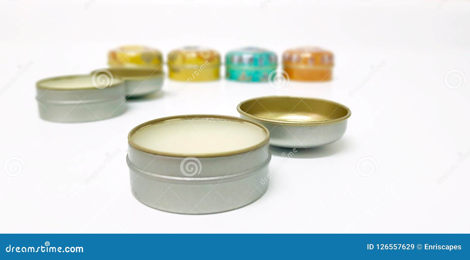 Lip Balms on White Background Stock Image - Image of beeswax, group ...