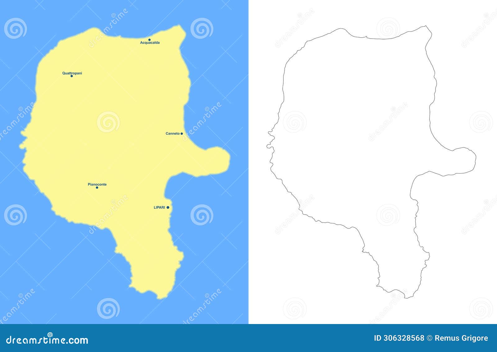 Lipari Island Map Part of Aeolian Archipelago - Cdr Format Stock Vector ...