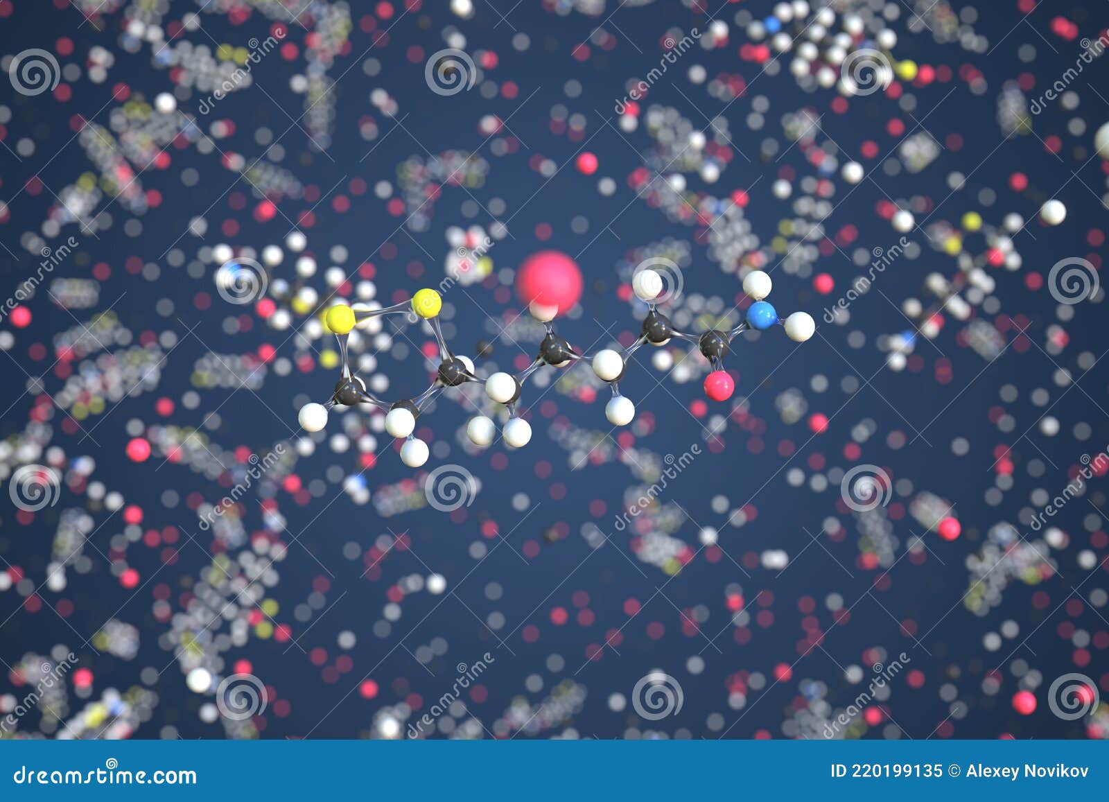 Lipoamide Molecule, Conceptual Molecular Model. Chemical 3d Rendering ...