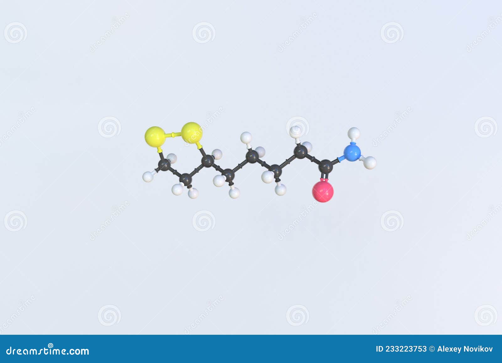 Lipoamide Molecule, Isolated Molecular Model. 3D Rendering Stock ...
