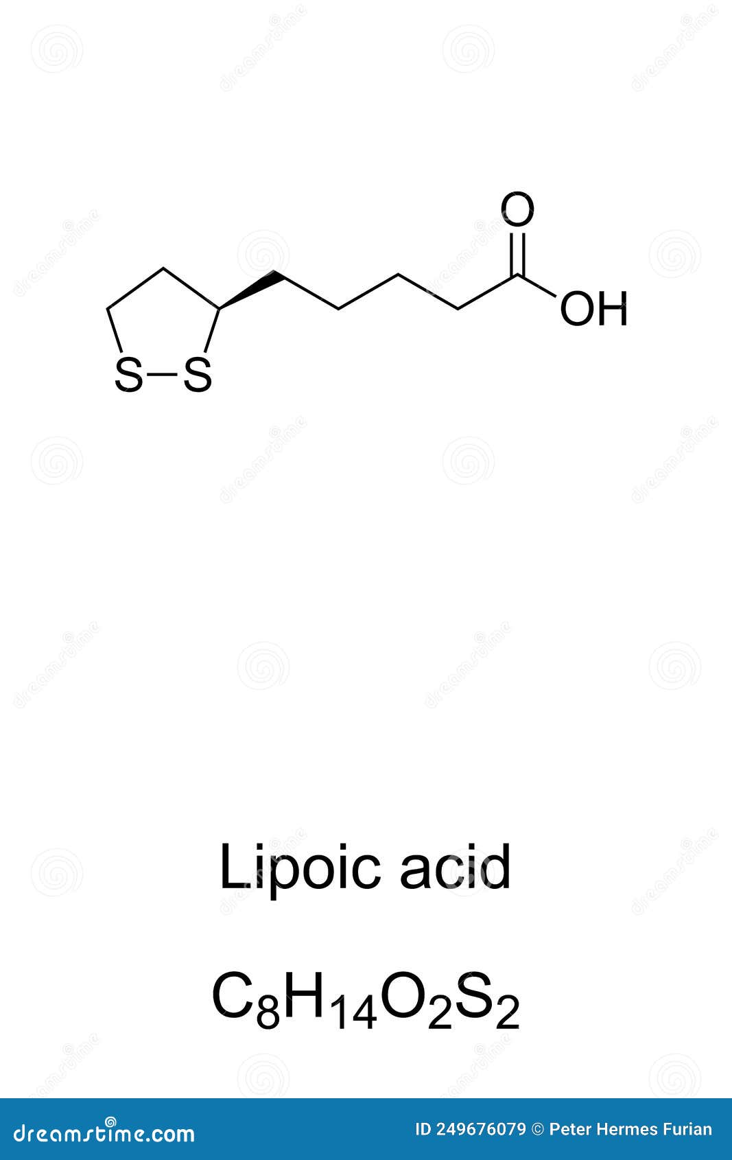 Lipoic Acid, LA, Chemical Formula and Molecular Structure Stock Vector ...