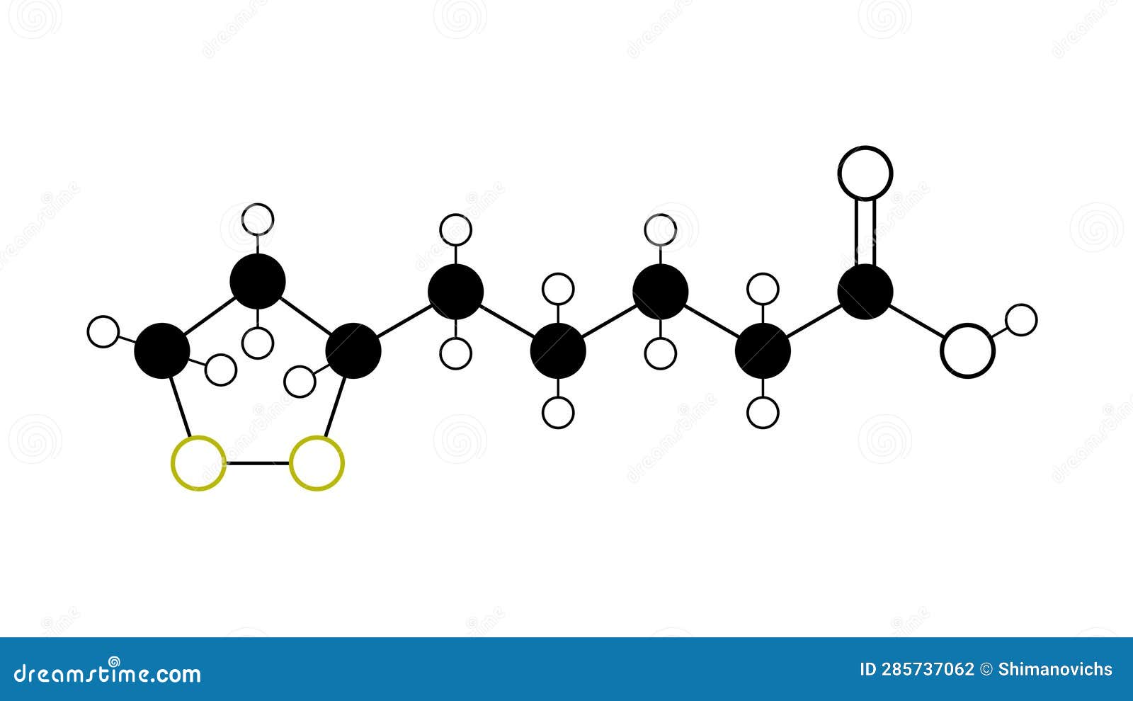 Lipoic Acid Molecule, Structural Chemical Formula, Ball-and-stick Model ...