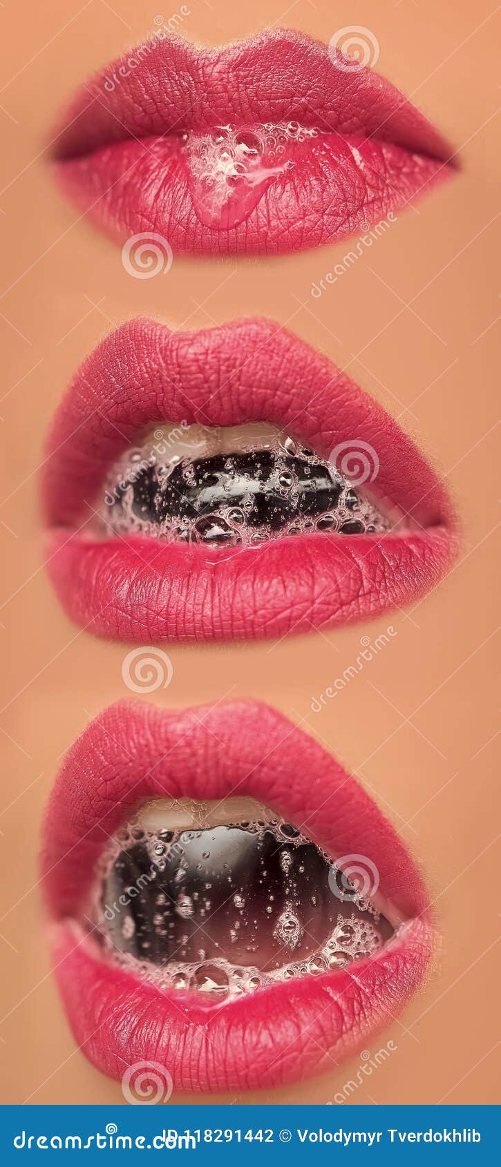 Lippen Rote Lippen Weiblicher Mund Mit Blase Stockfoto - Bild von ...