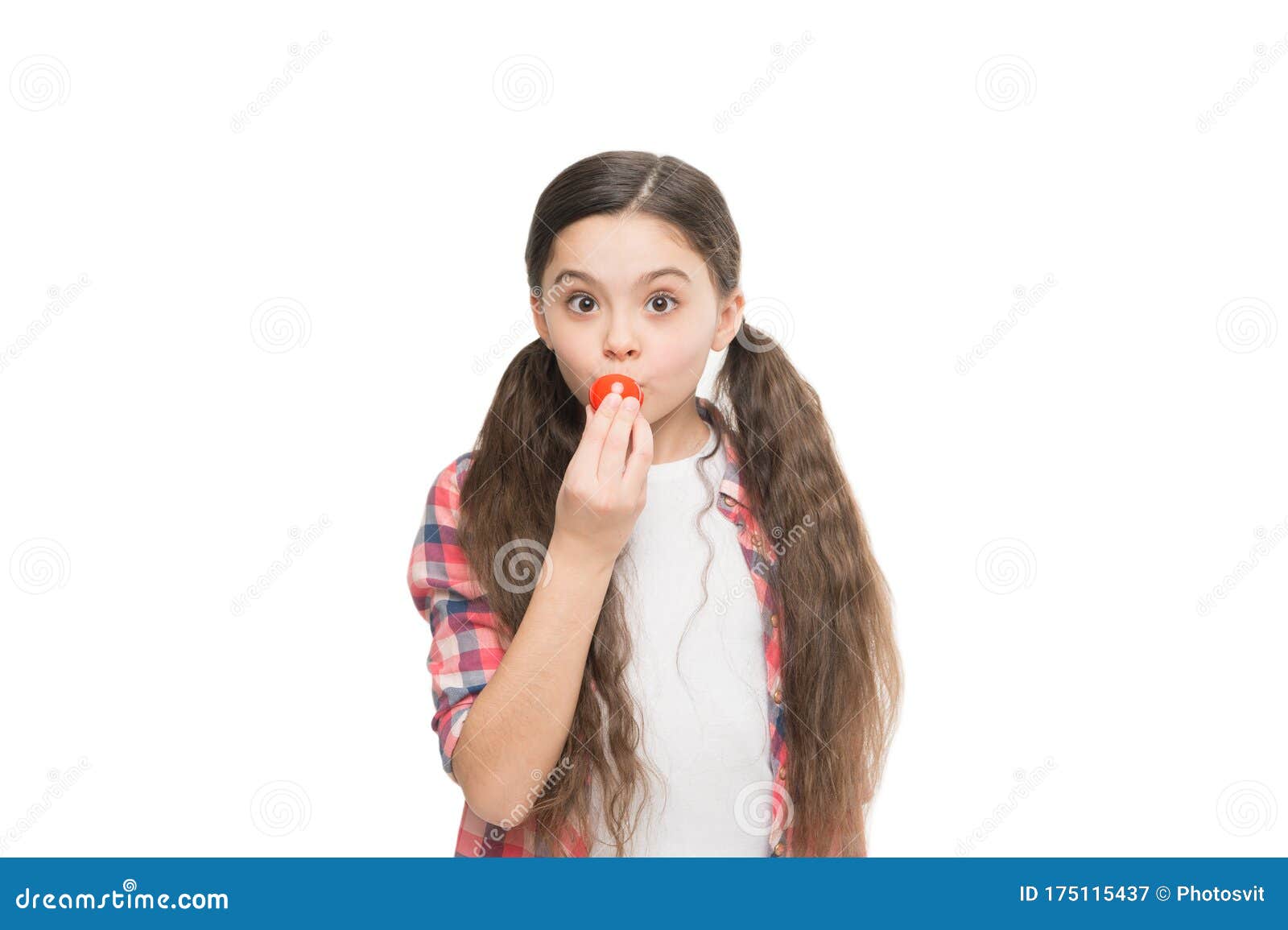 Lips Care Beautiful Girl Putting On Lip Balm Makeup Beauty Look Of Adorable Small Girl Stock