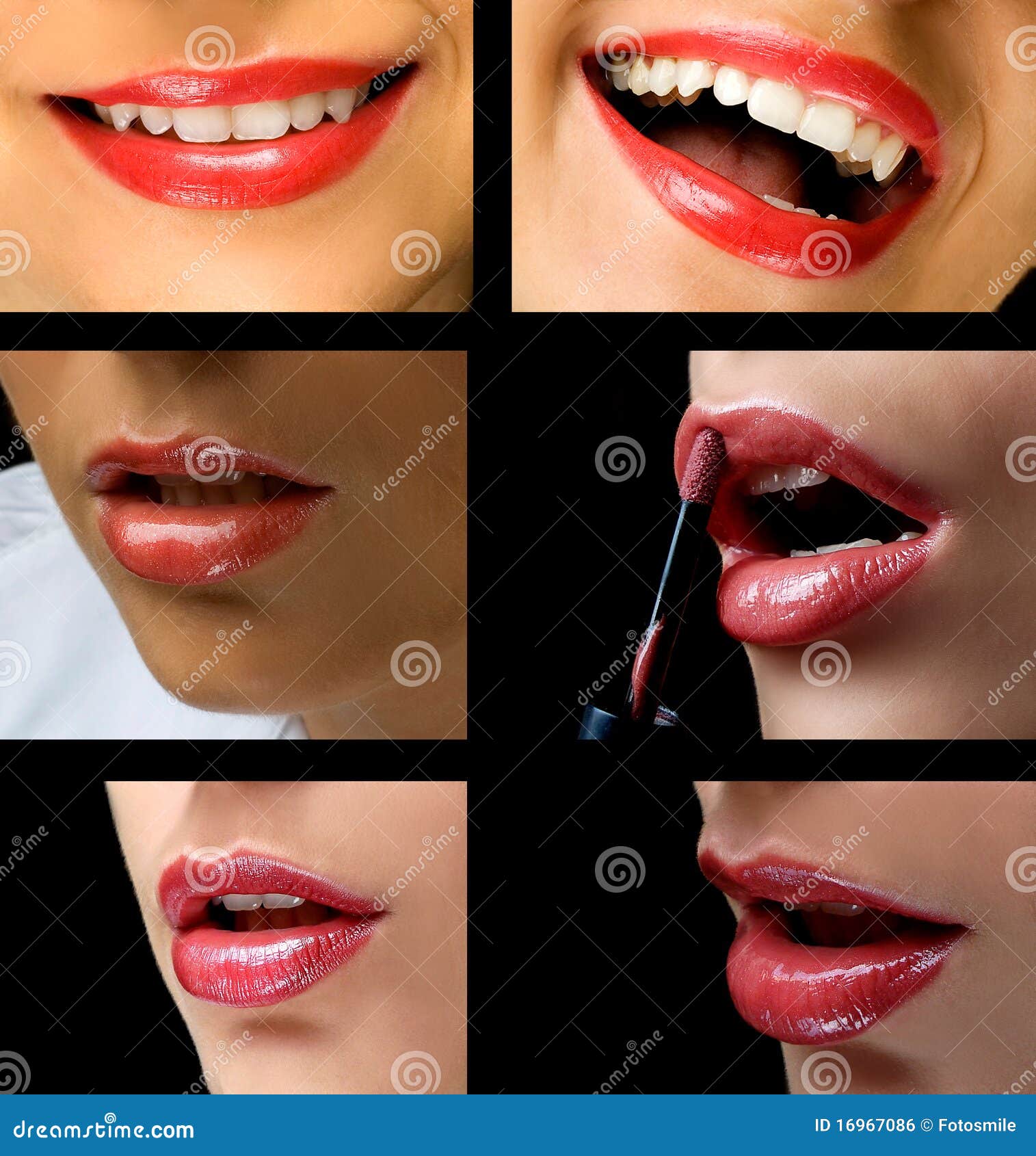 Lips collage stock photo. Image of healthy, glossy, mouth - 16967086