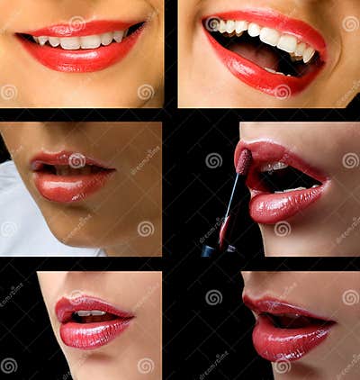Lips collage stock photo. Image of healthy, glossy, mouth - 16967086