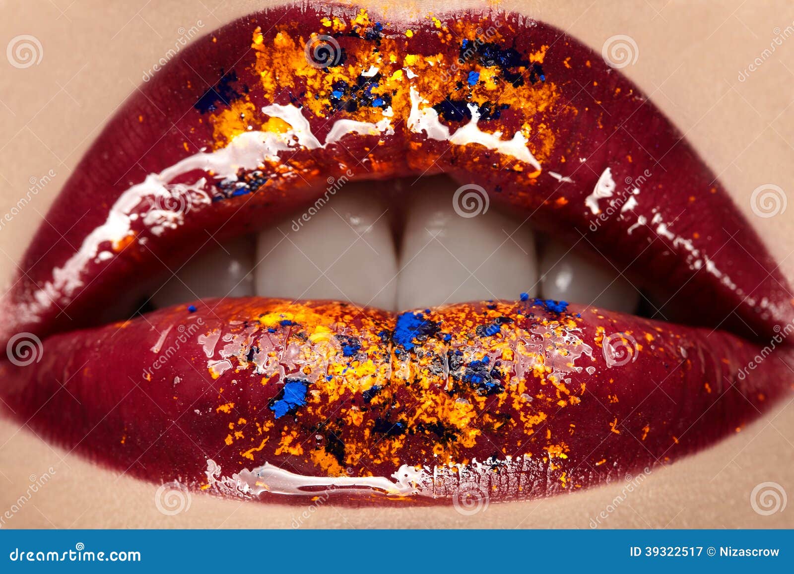 Lips. Color Lipstick. Close Up. Stock Image - Image of facial, face ...