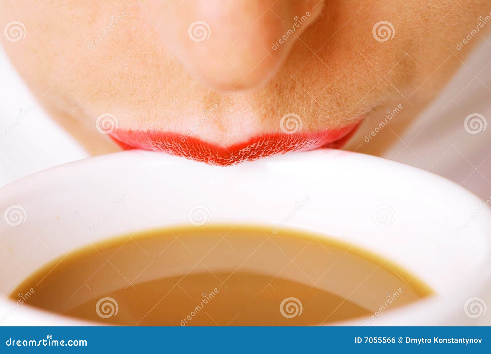 Lips on Cup of Coffee with Milk Stock Photo - Image of beautiful ...