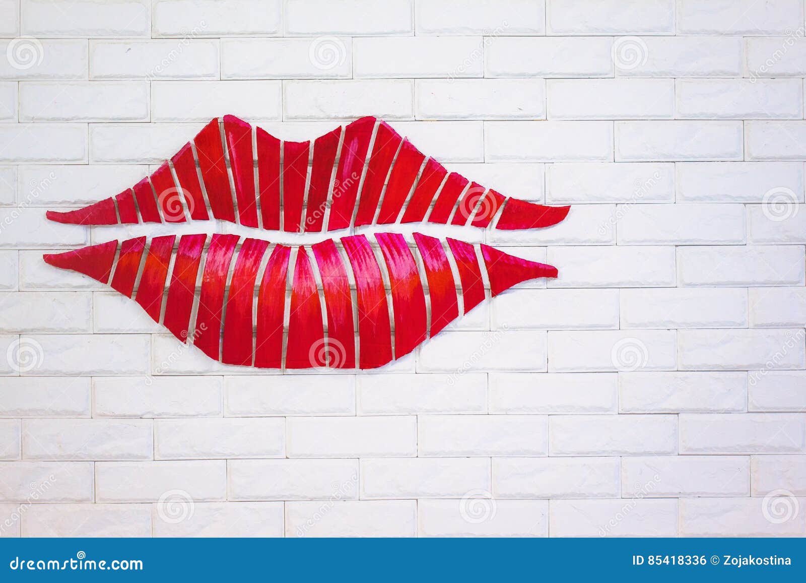 Lips Decoration Detail on the Wall Stock Photo - Image of ornament ...