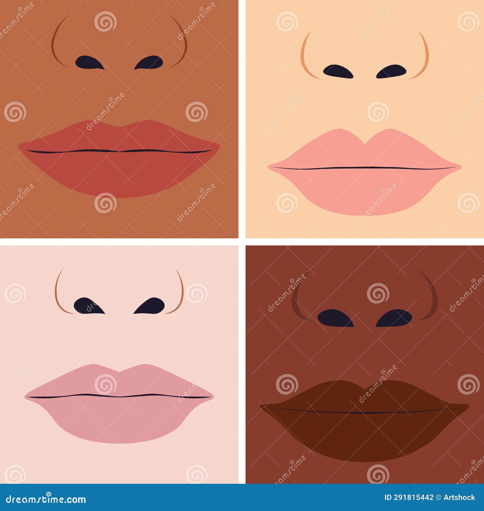 Lips on Different Skin Tone Stock Illustration - Illustration of ...