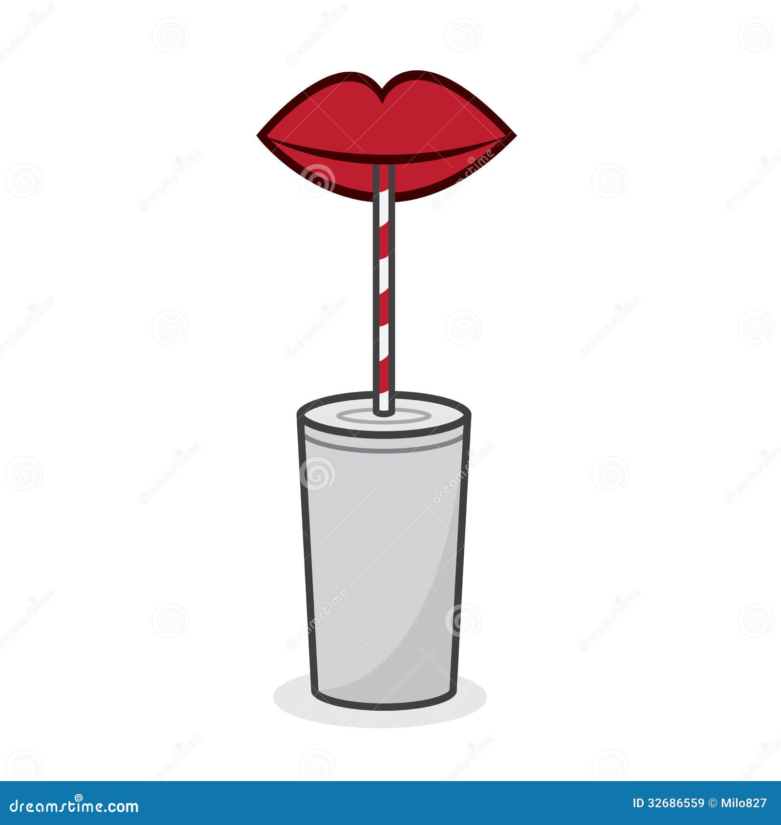Lips Drinking from Straw stock vector. Illustration of lunch - 32686559
