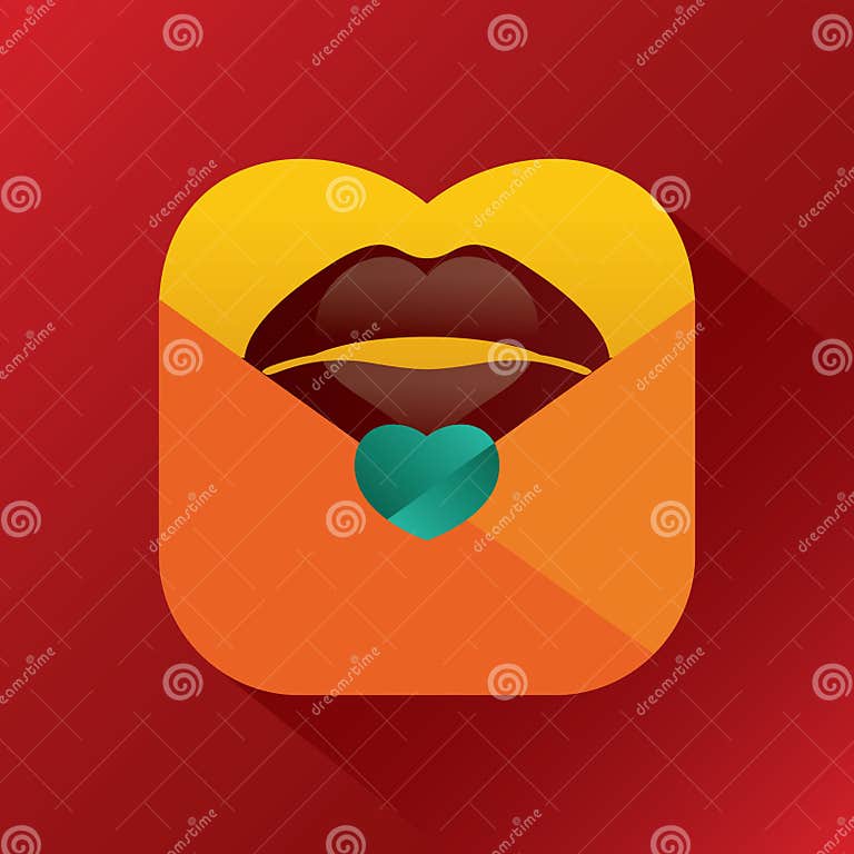 Lips in an Envelope. Vector Illustration Decorative Design Stock Vector ...