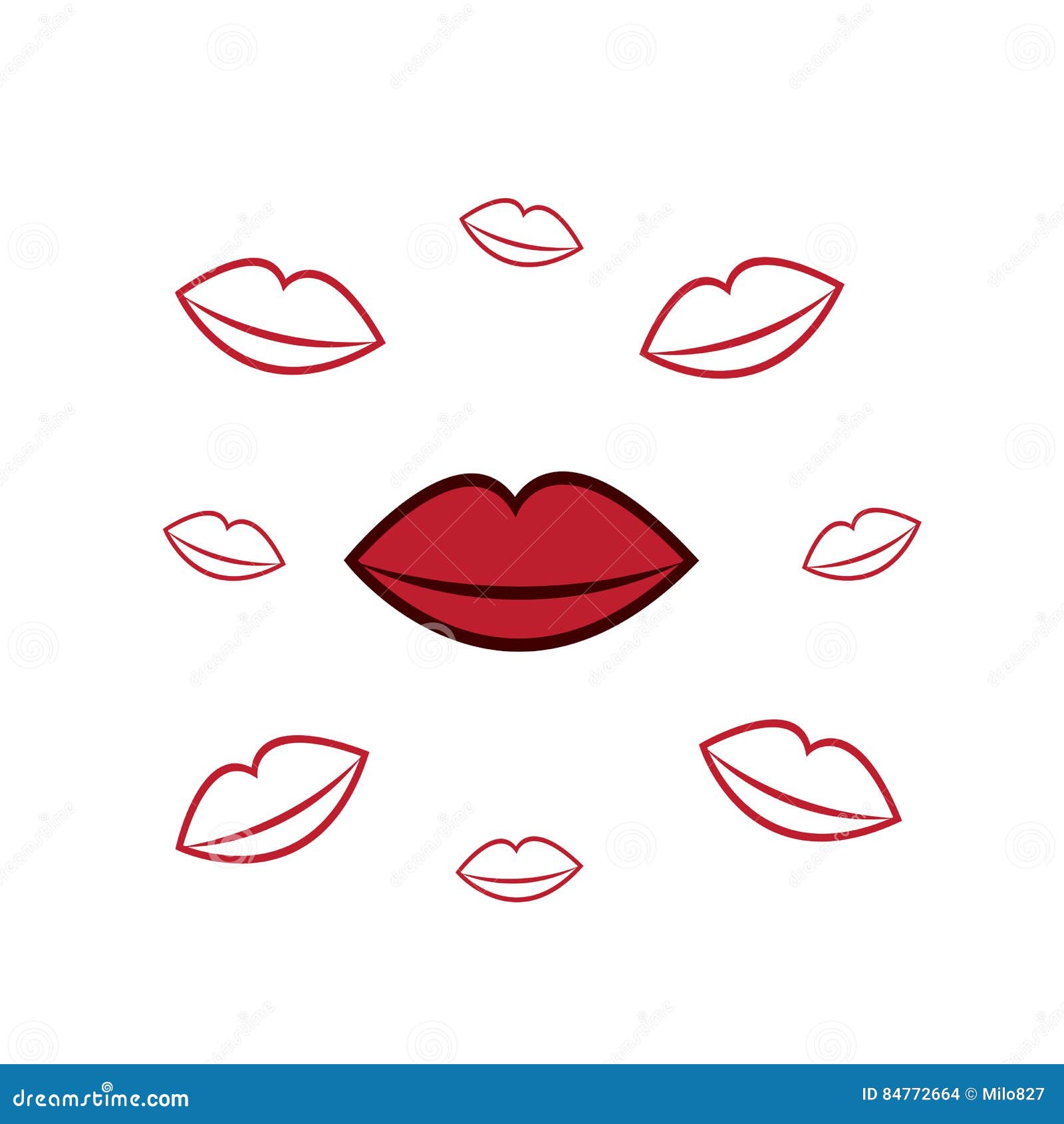 Lips Floating Kisses stock vector. Illustration of lush - 84772664