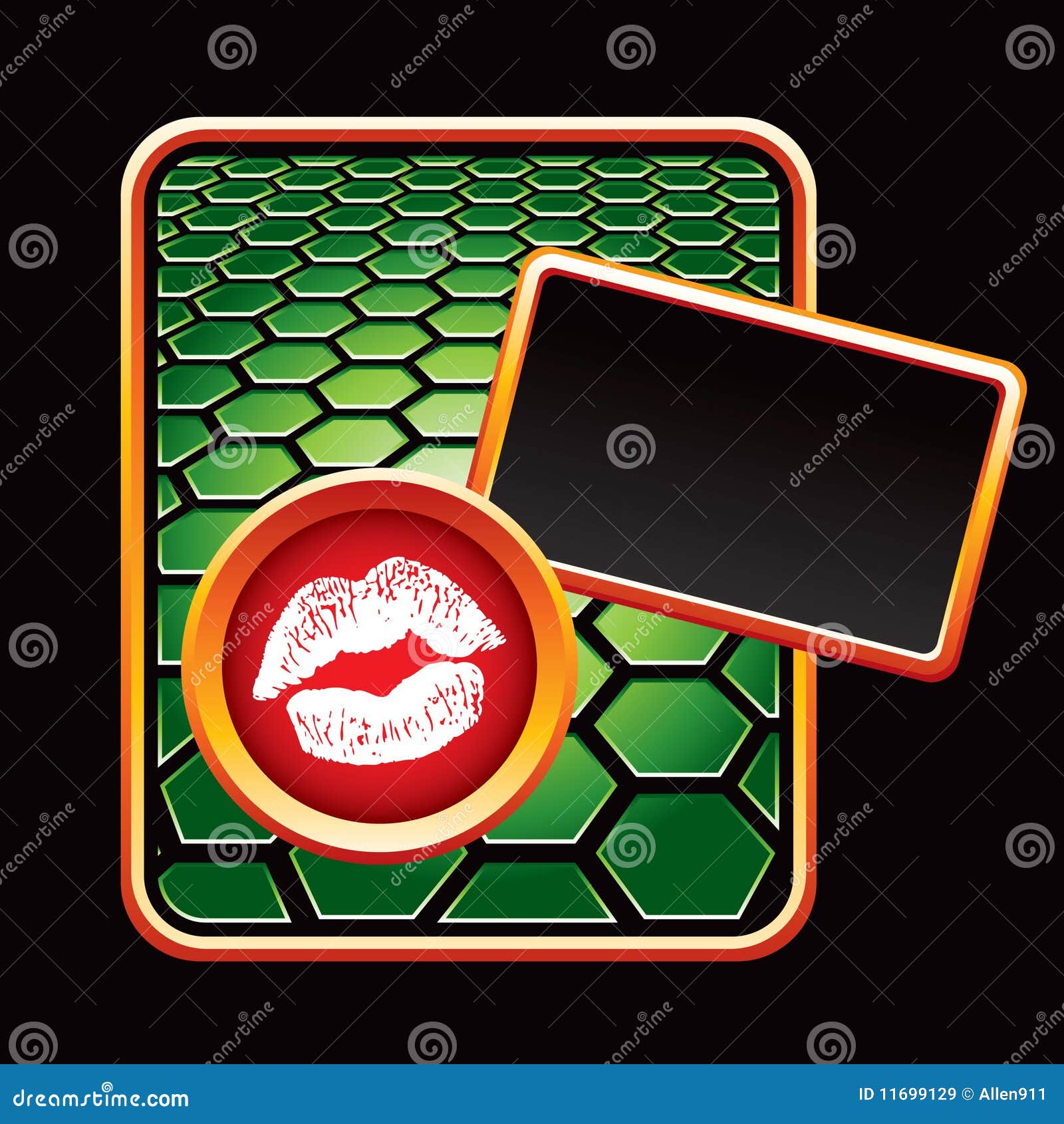 Lips on Green Hexagon Banner Template Stock Vector - Illustration of ...
