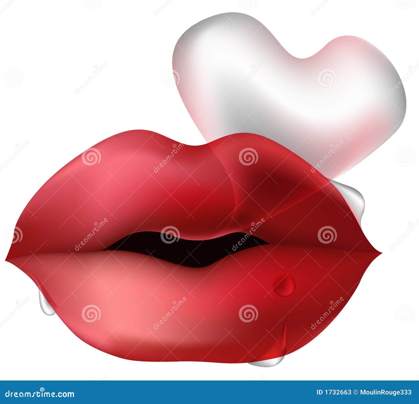 Lips with Heart Shaped Bubble Stock Vector - Illustration of body ...