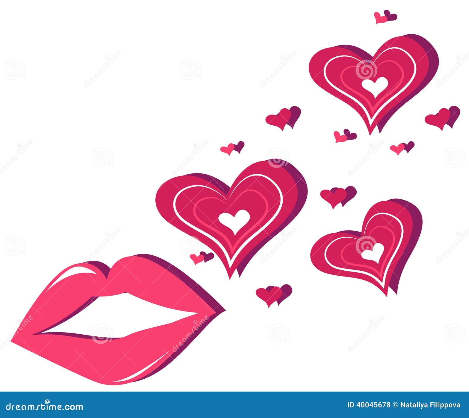 Lips and hearts stock vector. Illustration of symbol - 40045678