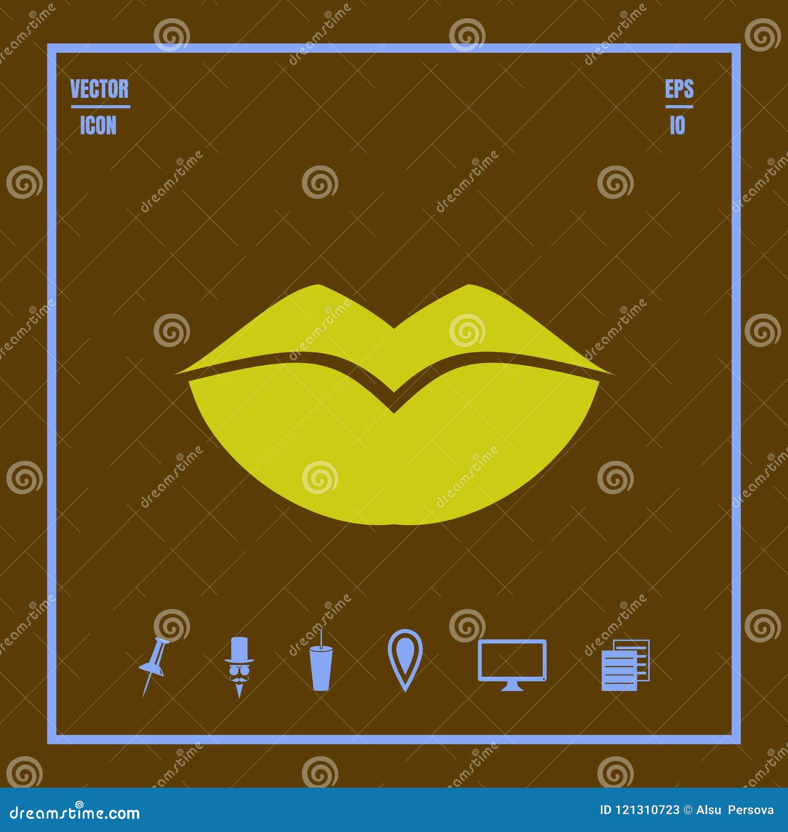 Lips icon stock vector. Illustration of glamour, brown - 121310723