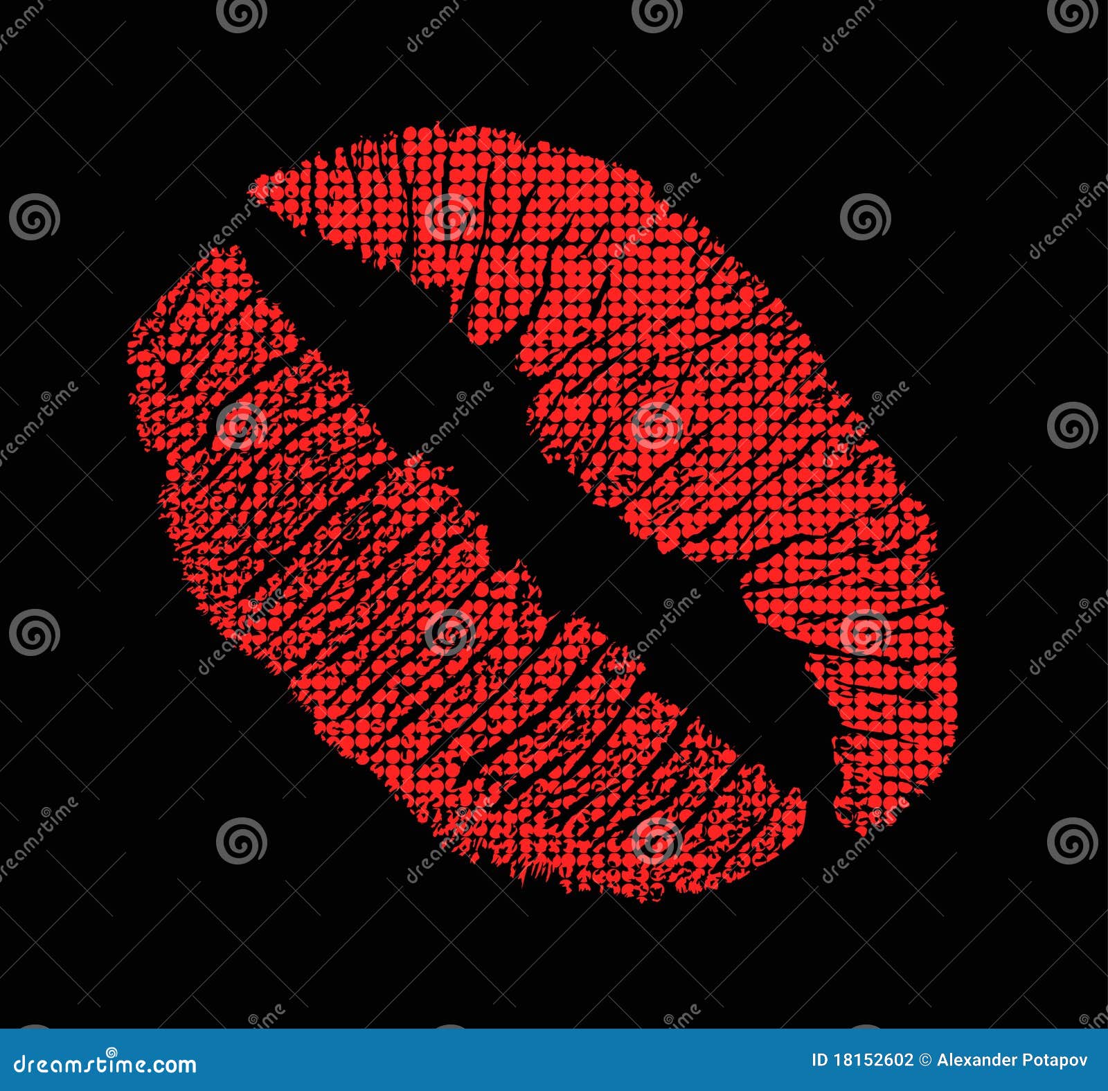 Lips Imprint on Black in Pop-art Stock Vector - Illustration of face ...