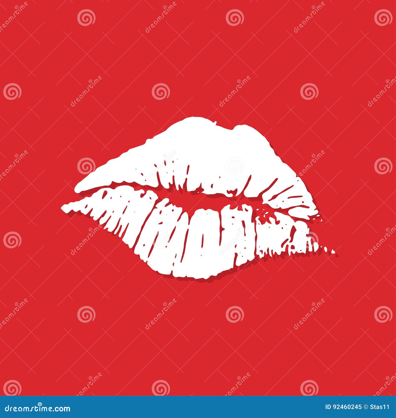 Lips Imprint Icon with Shadow in a Flat Design. Vector Illustration ...