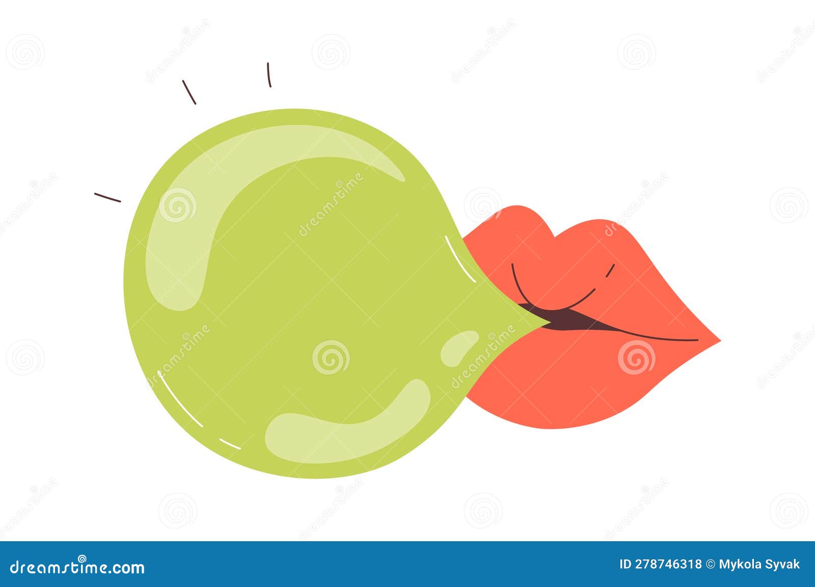 Lips Inflating Gum stock vector. Illustration of ball - 278746318