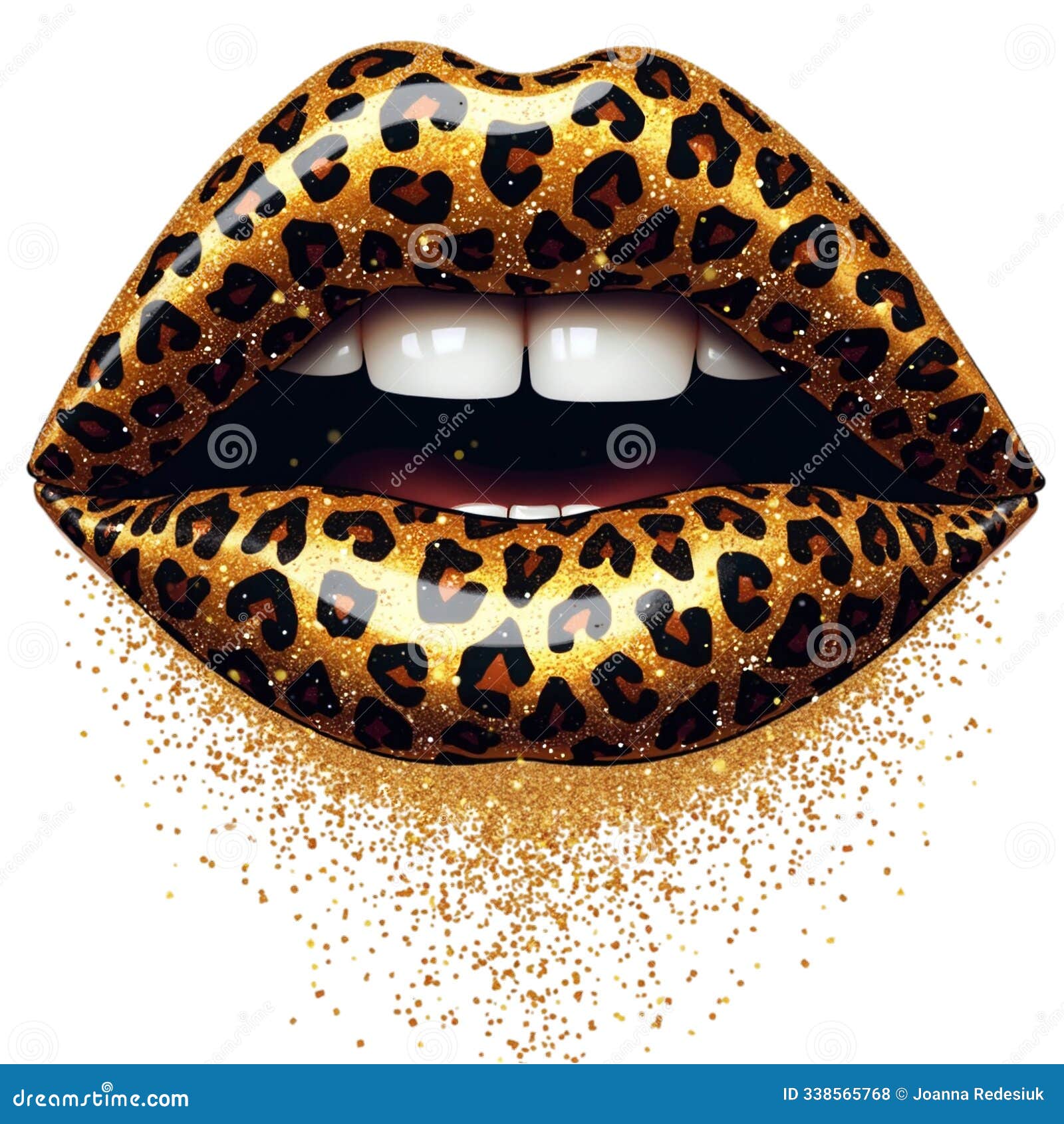Lips Leopard Print Pattern , with Gold Splatters Emanating from the ...