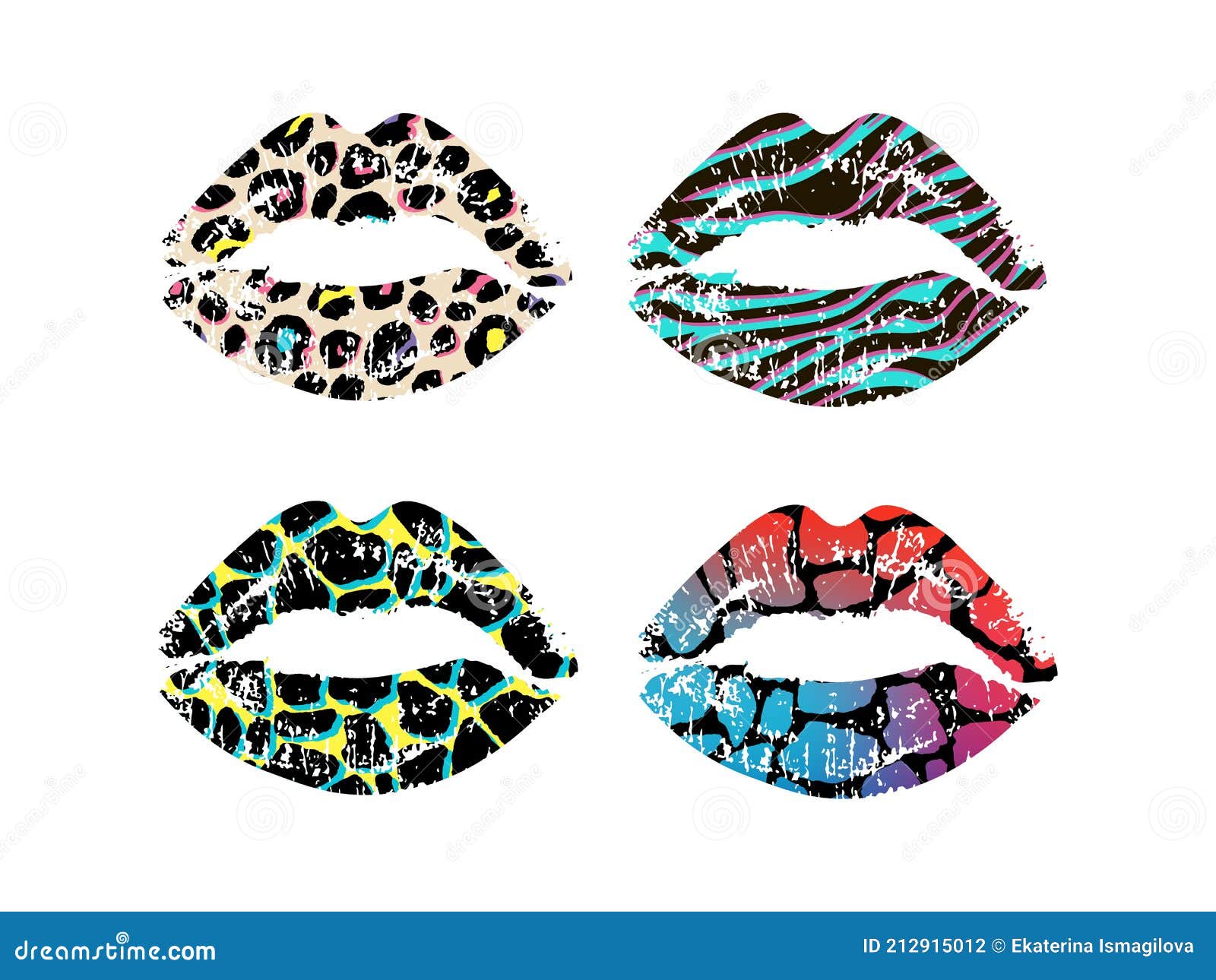 Lips with Leopard Texture. Grunge Wallpaper in Vector Print Giraffe ...