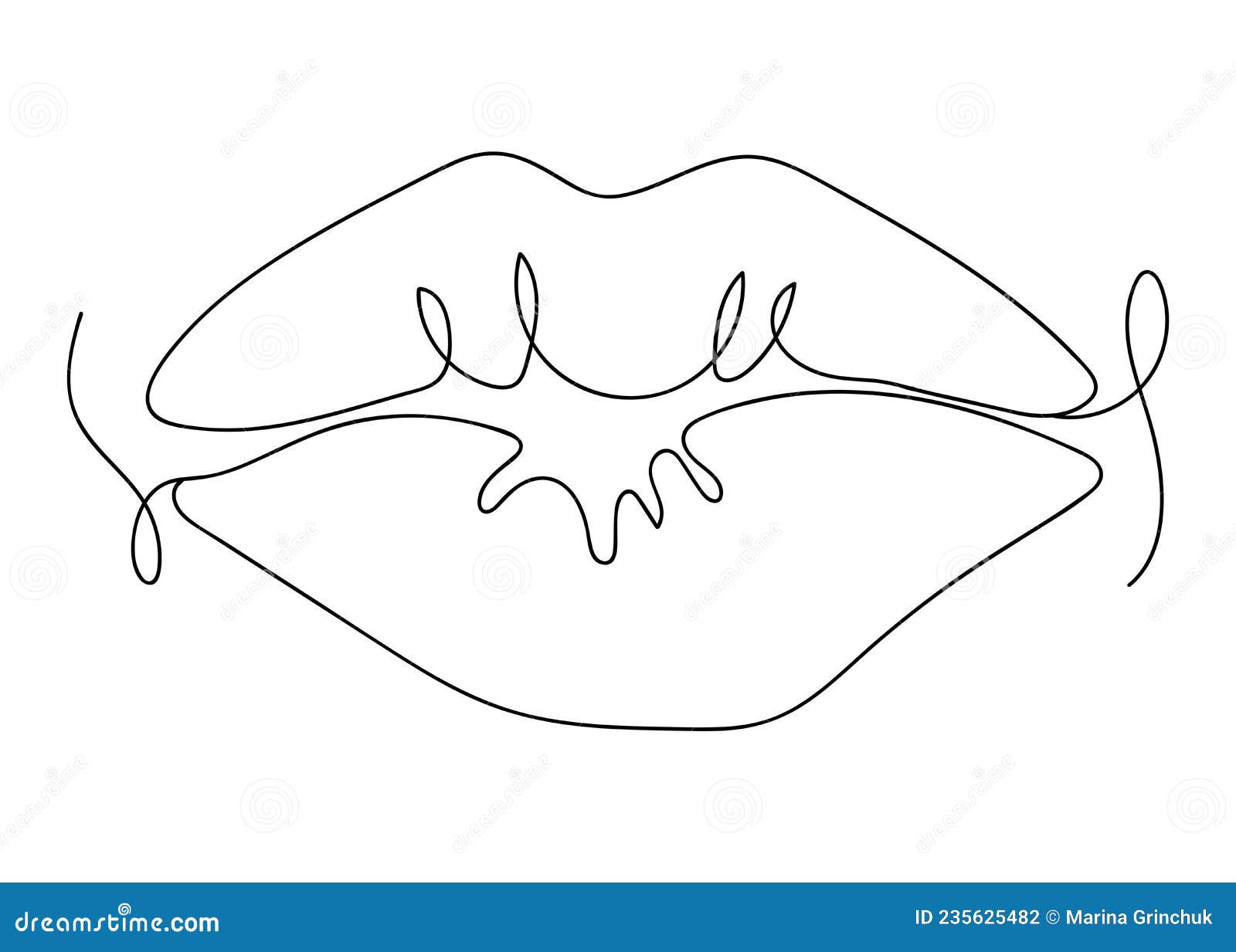 Contour Drawing of the Lips. Lips in One Line Style. Simple Drawing ...