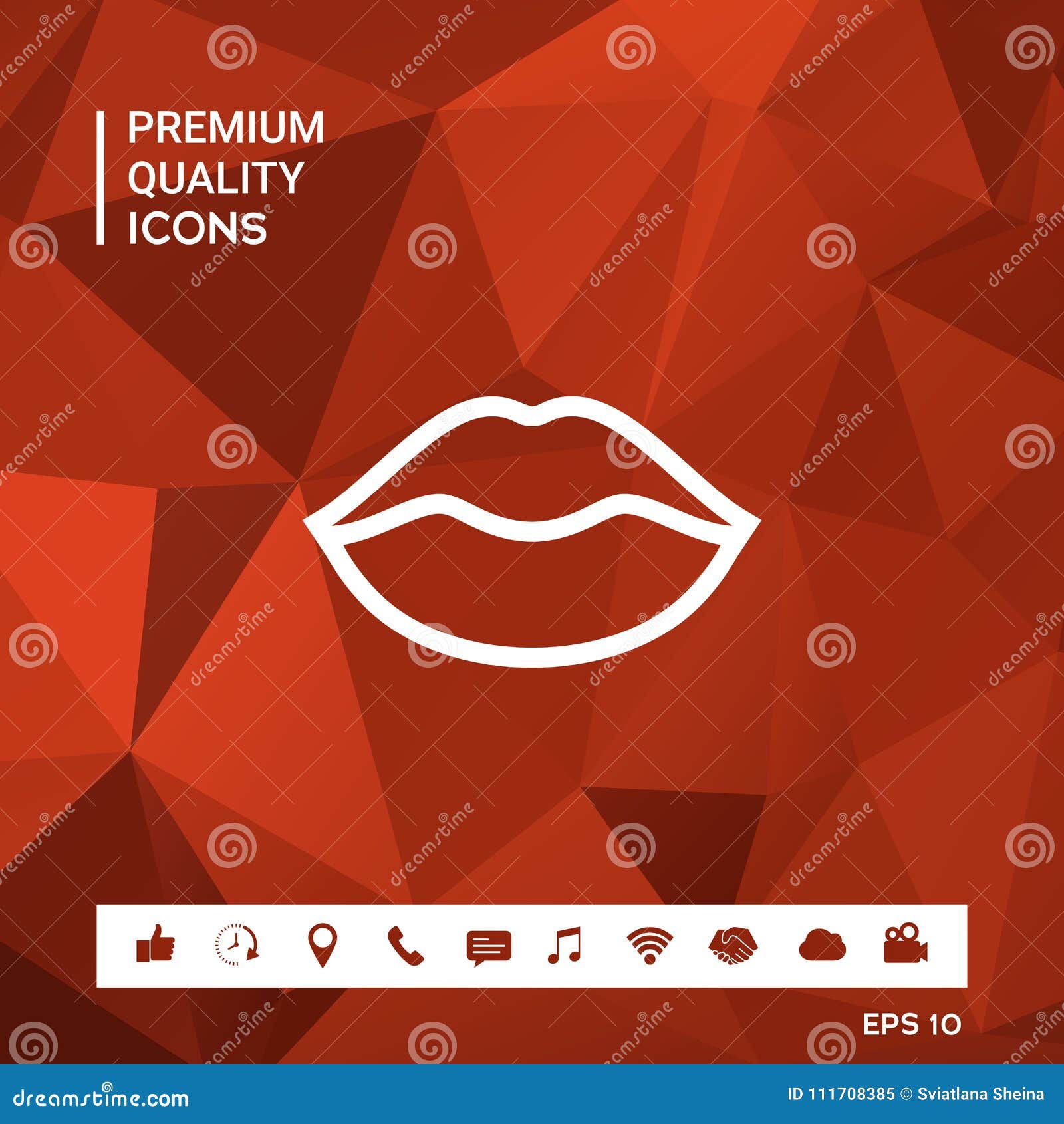 Lips linel icon stock vector. Illustration of beauty - 111708385