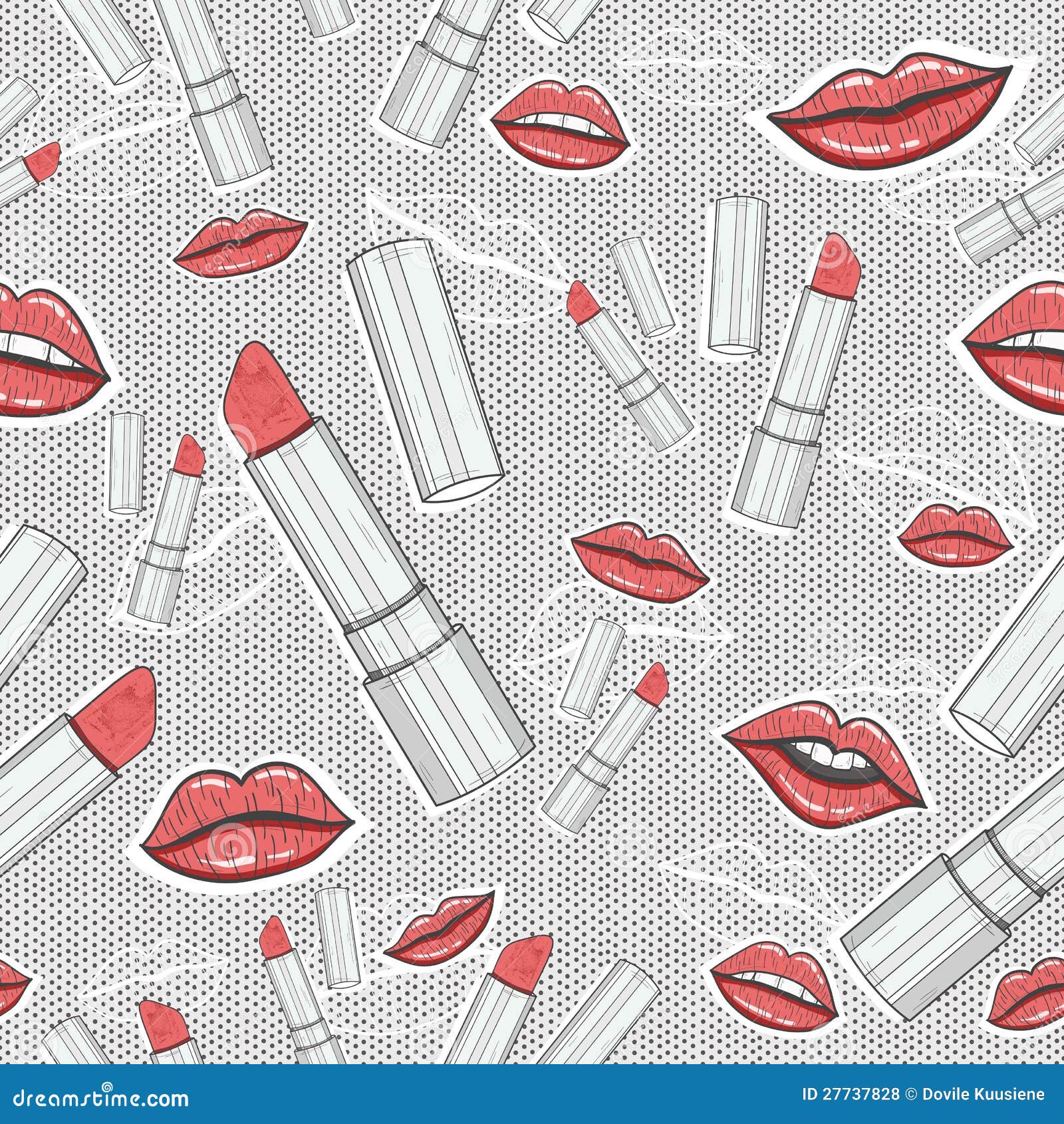 Lips and Lipsticks Beauty Seamless Pattern Stock Vector - Illustration ...