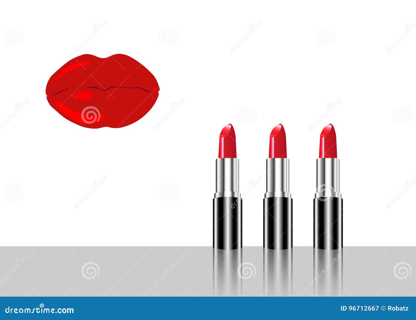 Lips Logo, Set of Red Lipstick, Makeup Beauty Stock Vector ...