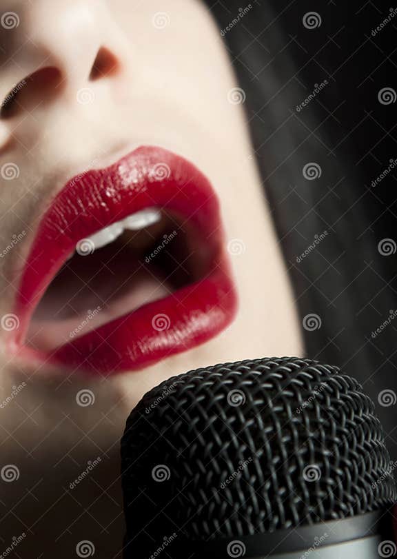 Lips and microphone stock photo. Image of audio, attractive - 7901144