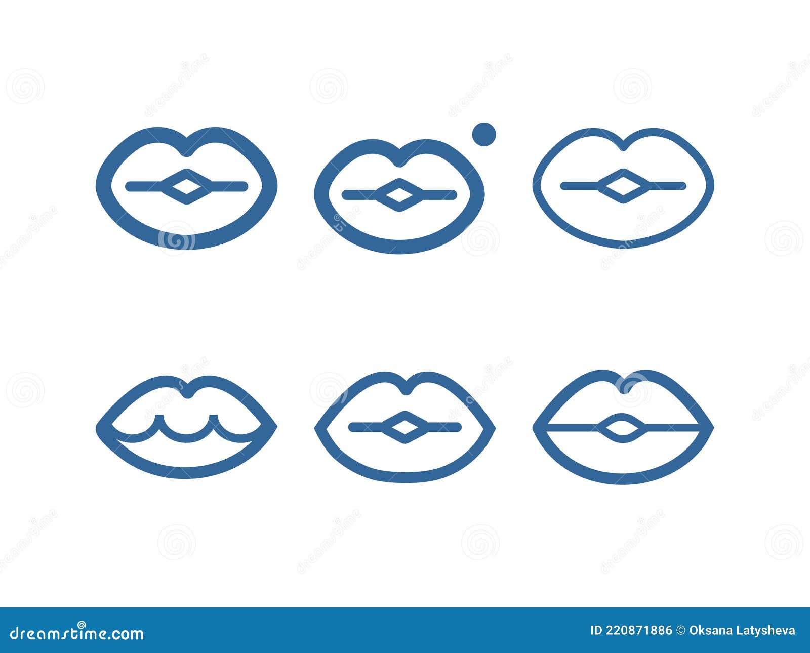 Lips, mouth line icon set stock vector. Illustration of surgery - 220871886