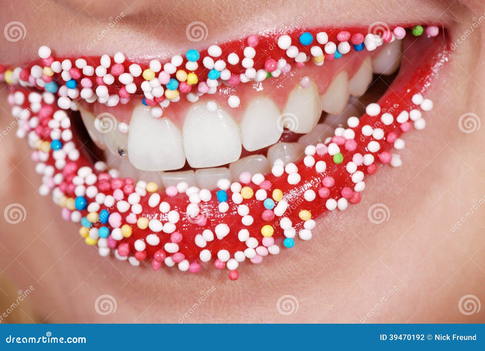 Lips with Multicolored Pearls Sugar Stock Photo - Image of laugh, happy ...