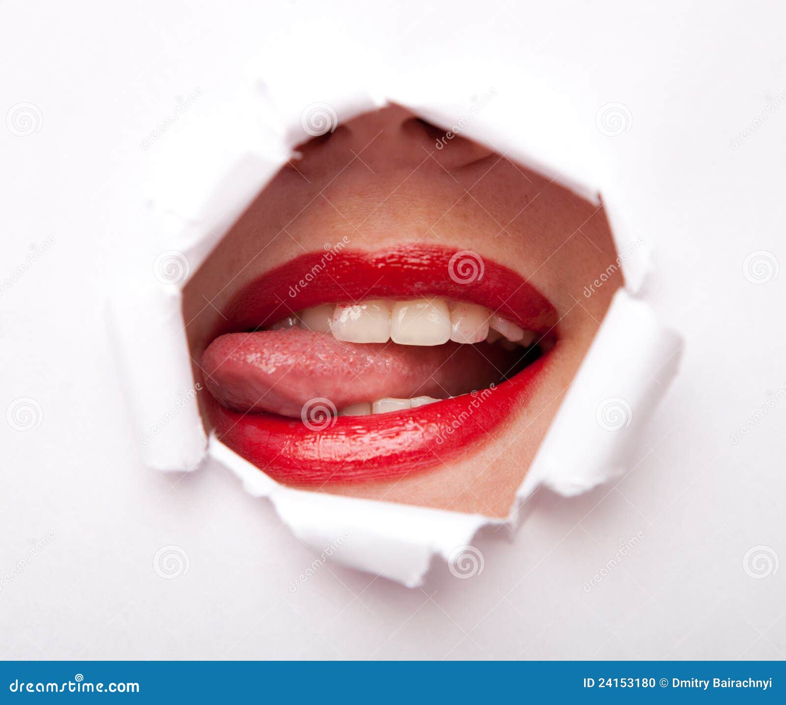Lips from paper hole stock photo. Image of woman, human - 24153180