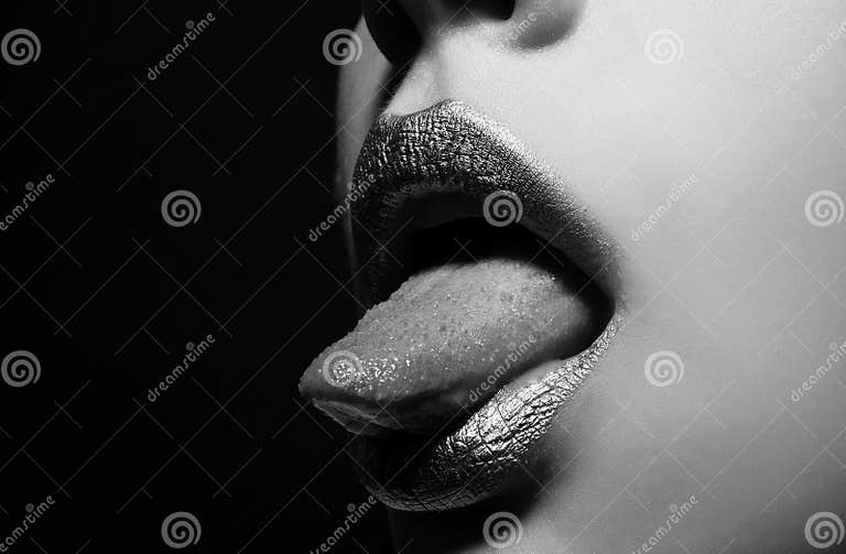 Lips Part Of Woman Face Close Up Plump Lip With Makeup Lips Red Lipstick Mouth Isolated