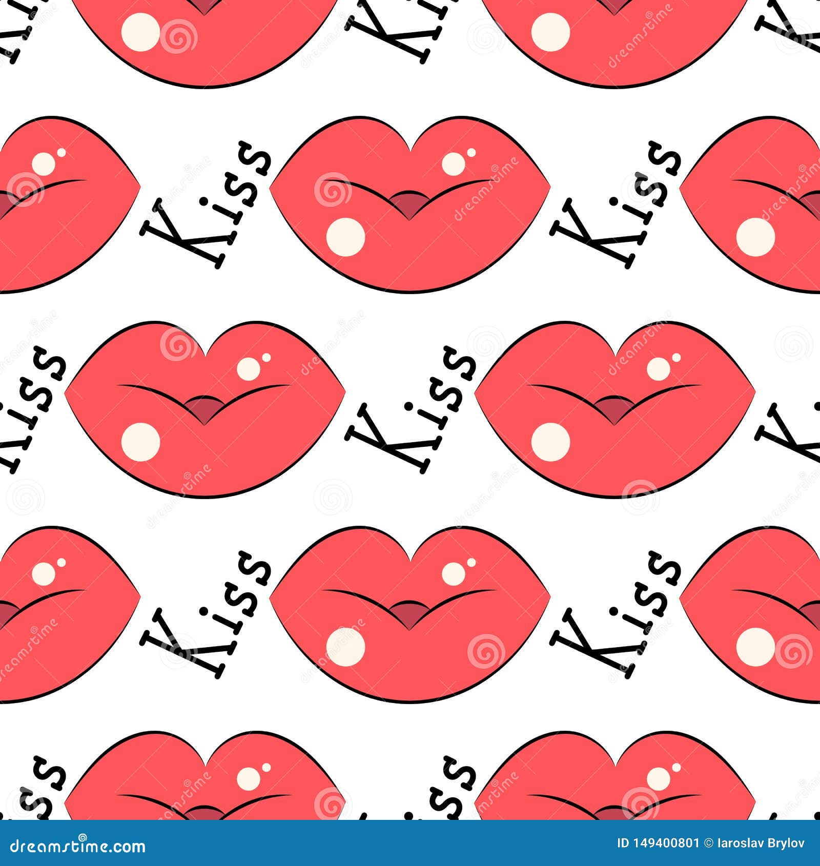 Lips Pattern. Vector Seamless Pattern with Woman S Red Kissing Flat ...