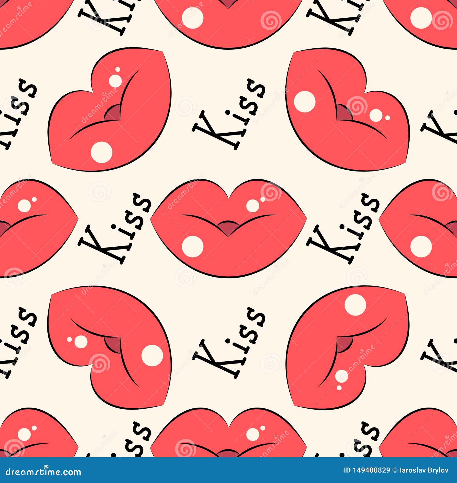 Lips Pattern. Vector Seamless Pattern with Woman S Red Kissing Flat ...