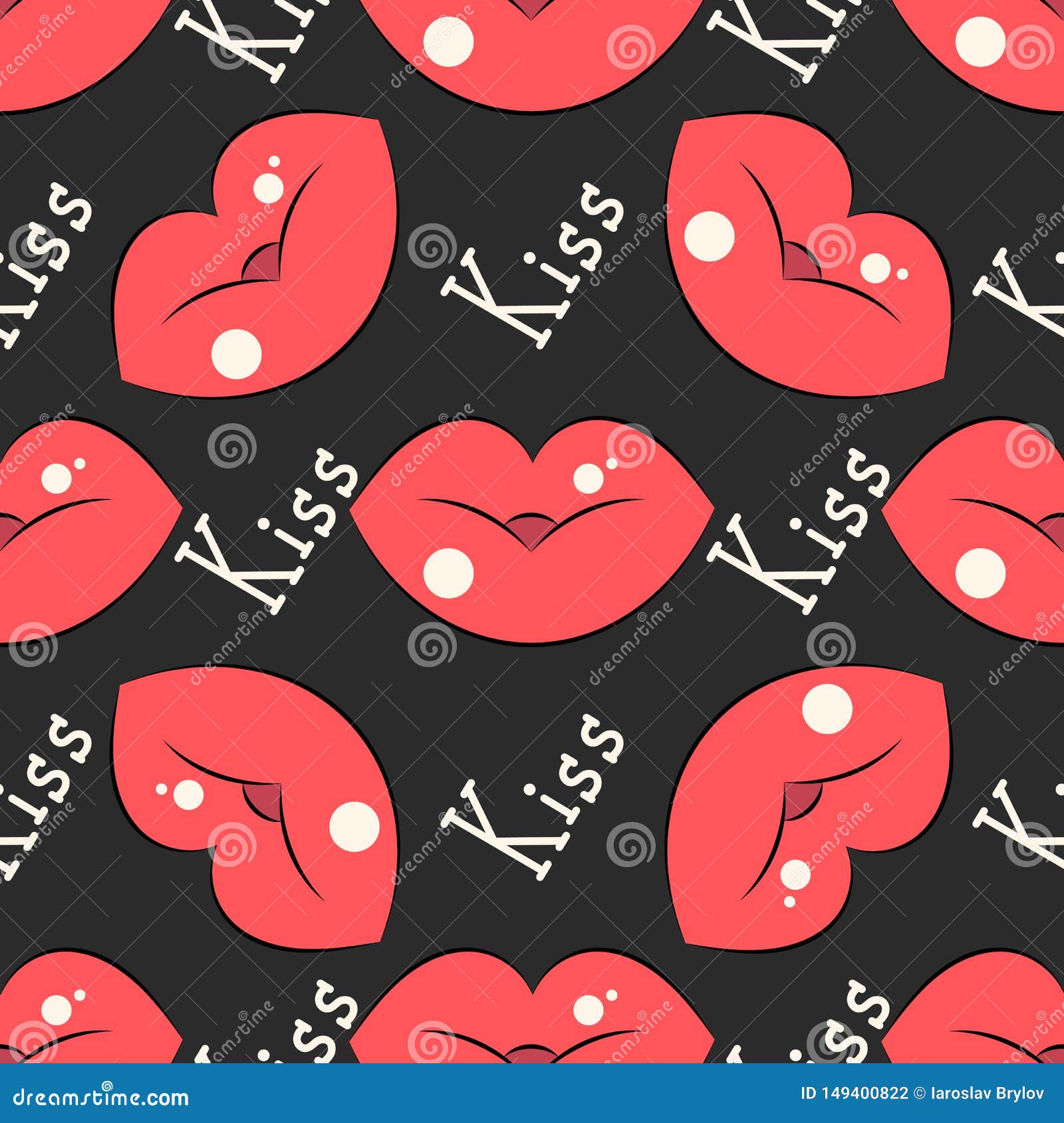 Lips Pattern. Vector Seamless Pattern with Woman S Red and Pink Kissing ...