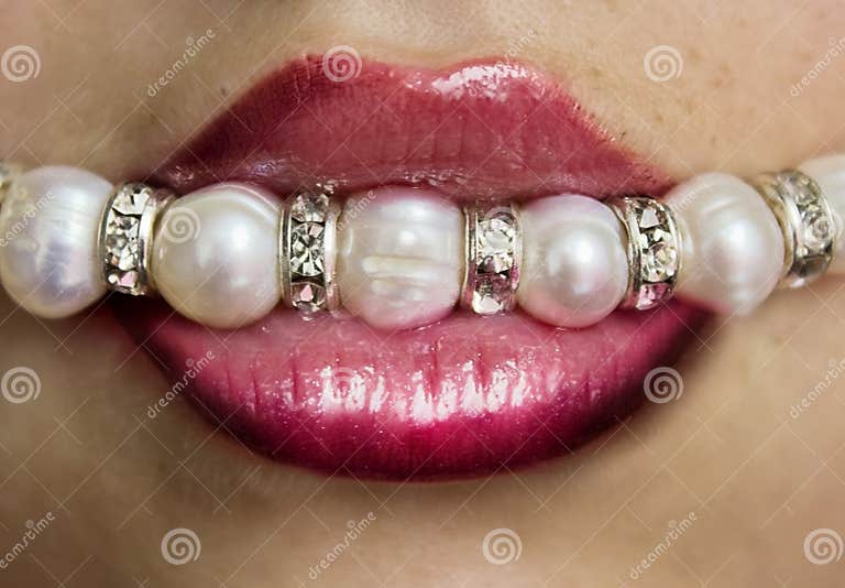 Lips with pearls stock image. Image of healthy, glamour - 21886361