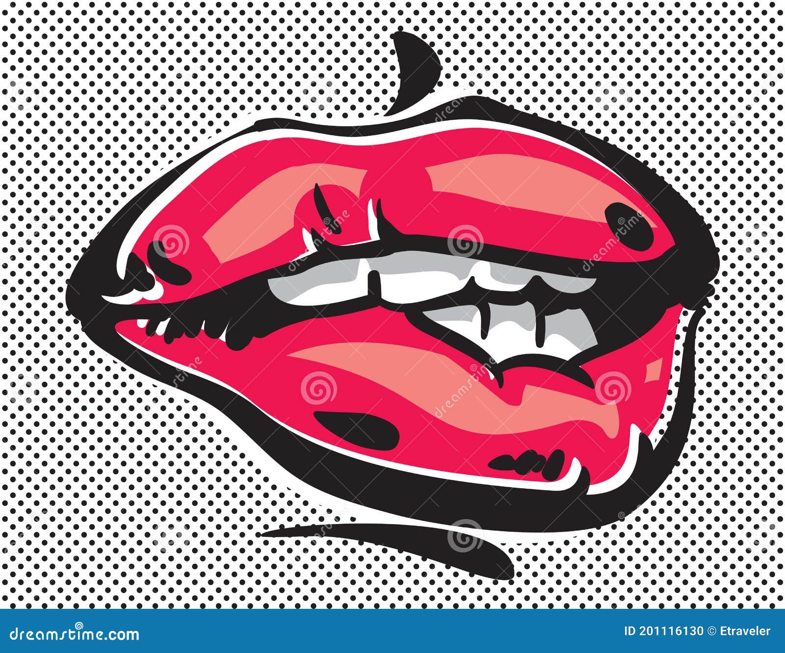 Lips. Pop art red lips stock vector. Illustration of glossy - 201116130