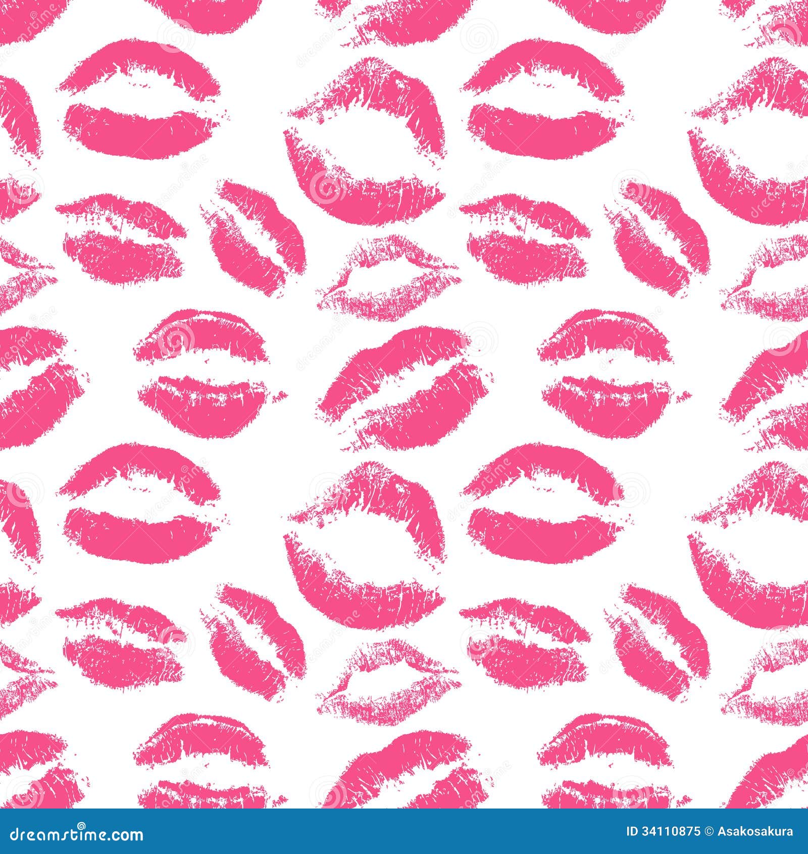 Lips Prints Seamless Background. Stock Vector - Illustration of makeup ...
