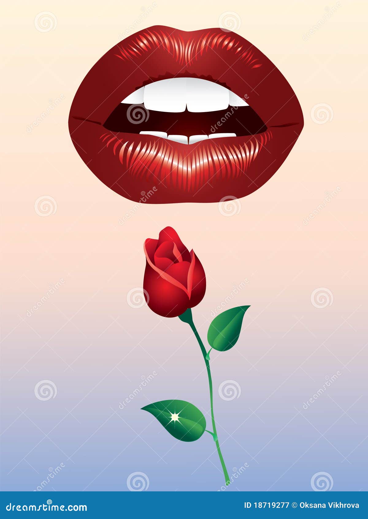 Lips and roses. stock vector. Illustration of women, flower - 18719277