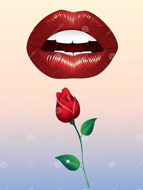 Lips and roses. stock vector. Illustration of women, flower - 18719277