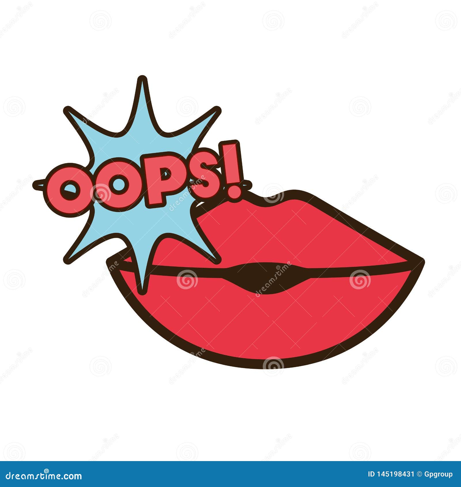 Lips Saying Oops Avatar Character Stock Vector - Illustration of facial ...